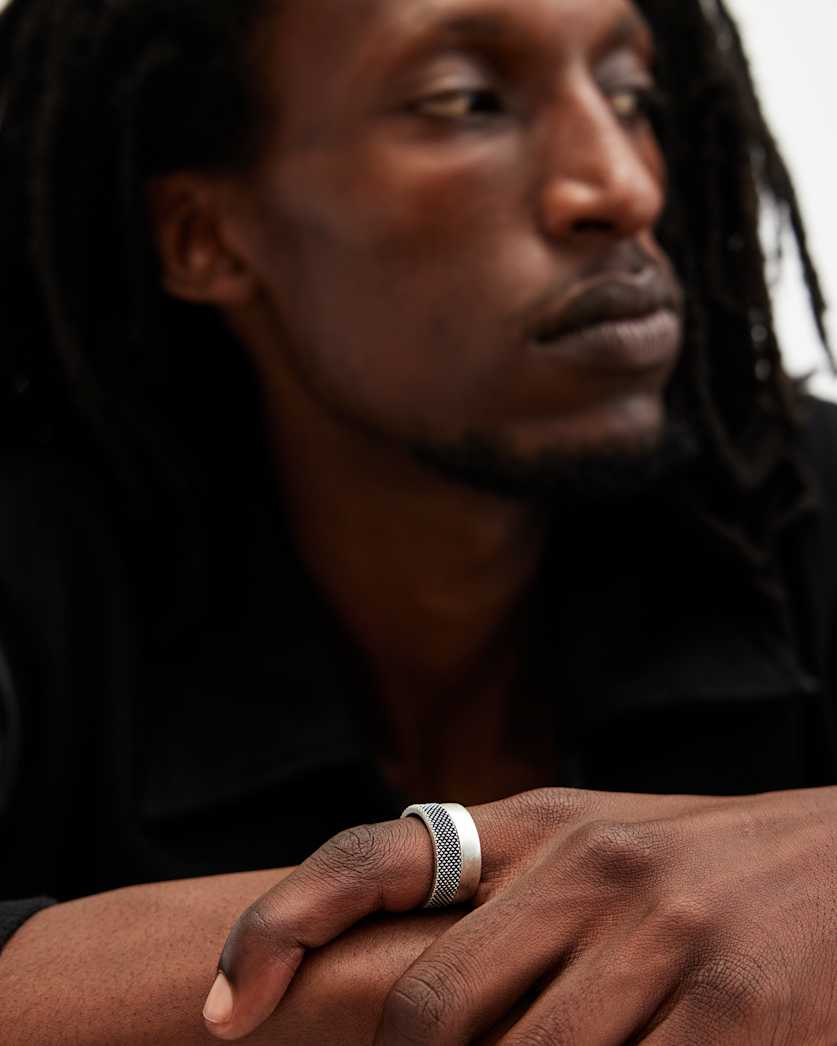 Mars Textured Sterling Silver Ring Set WARM SILVER | ALLSAINTS